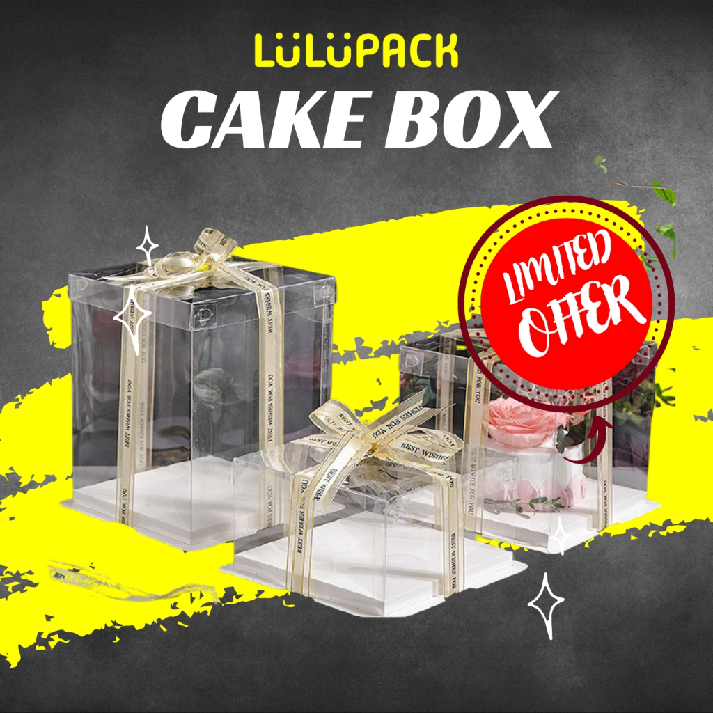 LULUPACK Bakery Cake Box Kotak Kek Transparent Kotak Kek Bening ...