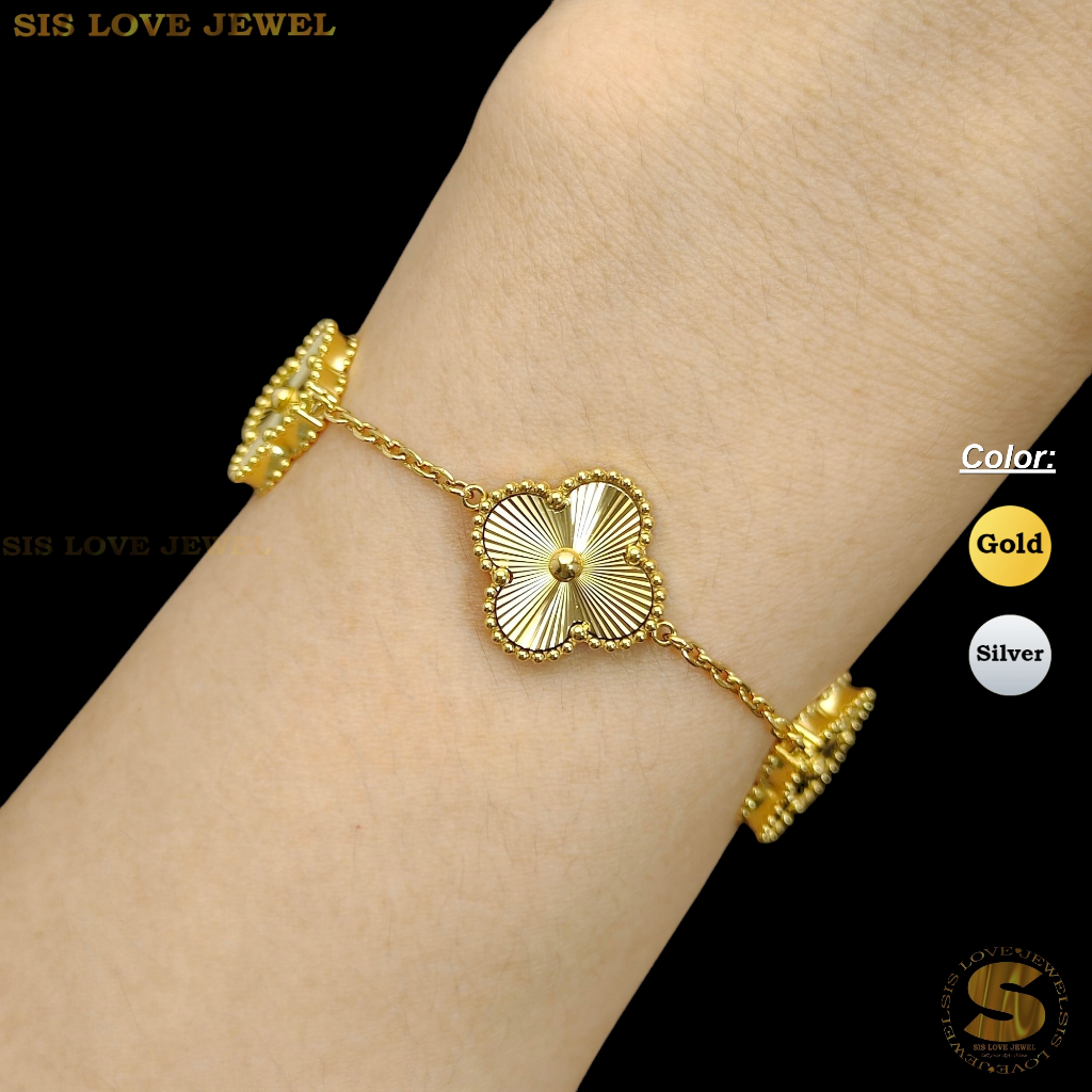 Sis Love Jewel Laser Clover Bracelet Titanium Steel 18K Gold Plated ...