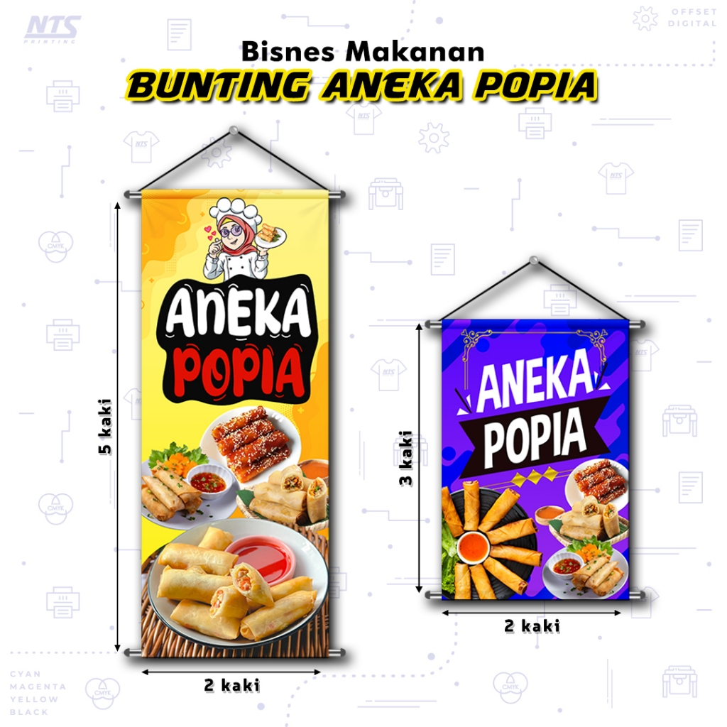 🔥READY DESIGN🔥 Bunting Aneka Popia - Tebal / Kalis Air / Tahan Lasak ...