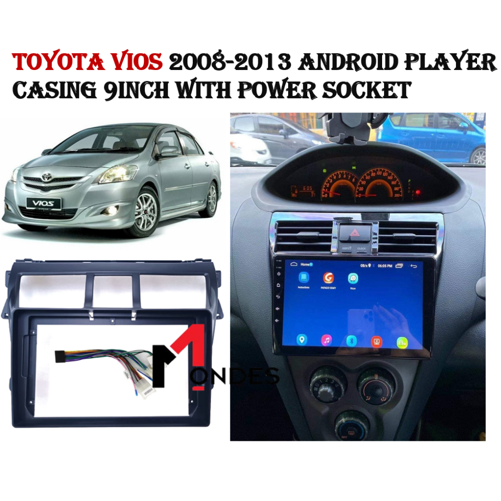 Toyota Vios 2008-2013 Android Player Casing 9" inch with Socket Toyota ...