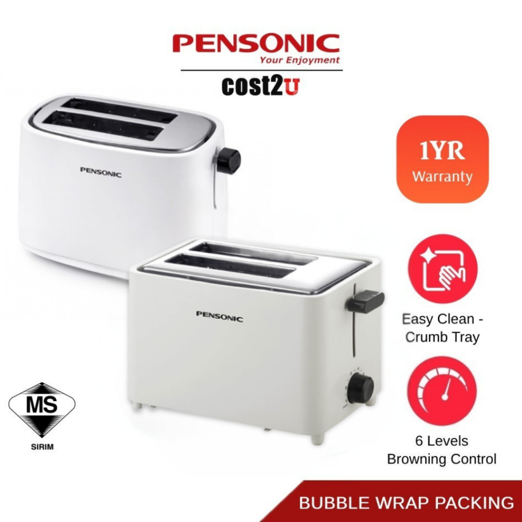 Pensonic 2 Slice Pop-Up Toaster | Bread Toaster Breakfast Maker Machine ...