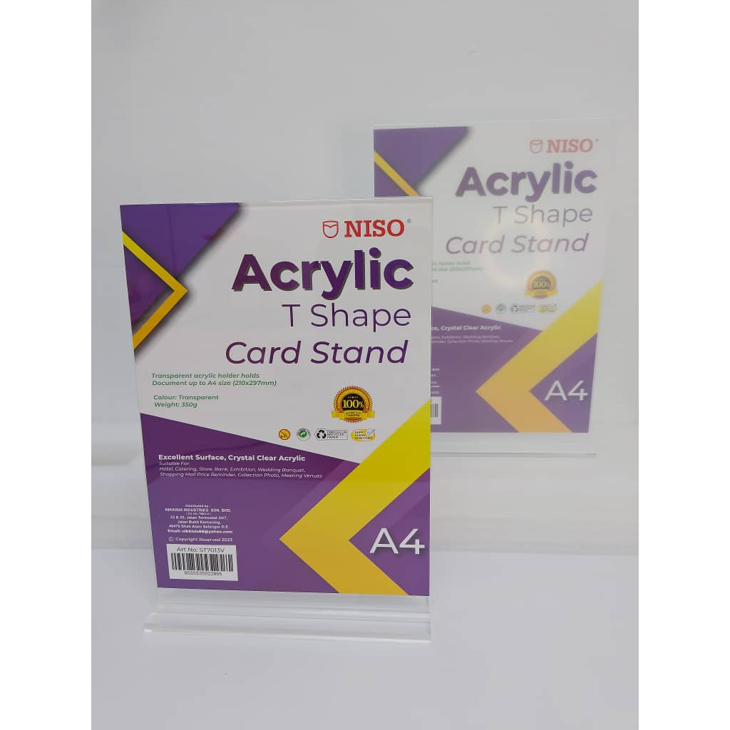 Readystock Promotion Available Niso A4 Acrylic T Shape Card Stand ...