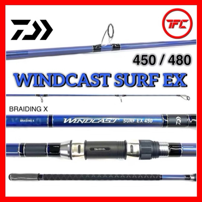 2022 DAIWA Windcast Surf EX 450 480 Surfcasting Fishing Rod Spinning 22’ Wind Cast Pantai ...