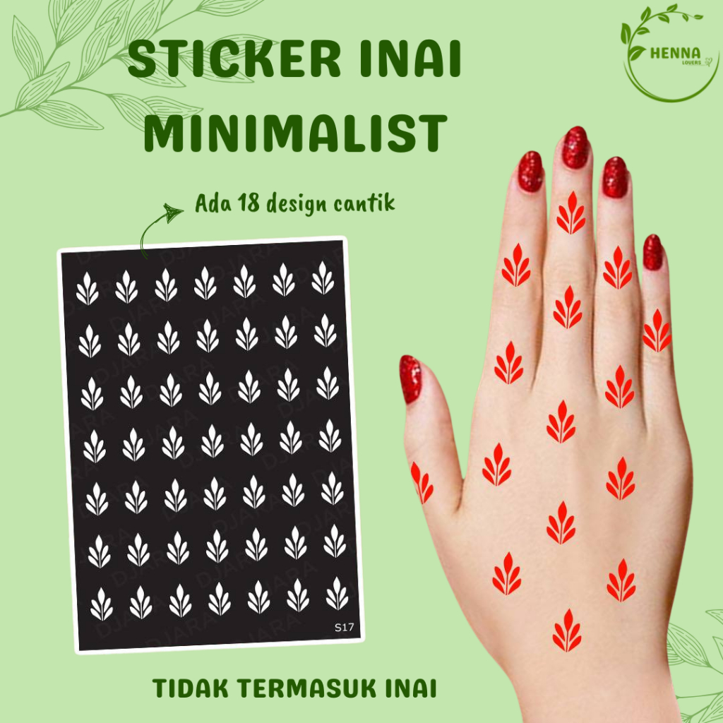 Sticker Inai Minimalis Sepasang Tangan Henna Stencil Stiker New ...