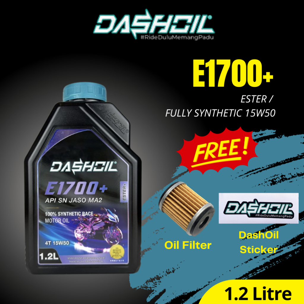 DashOil Ester+ E1700+ 4T 15w50 1.2L Fully Synthetic SN Motorcycle ...