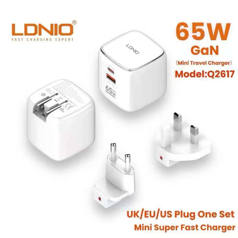 LDNIO Q2617 65W GaN Universal Travel Adapter Charger PD 65W + QC3.0 20W ...