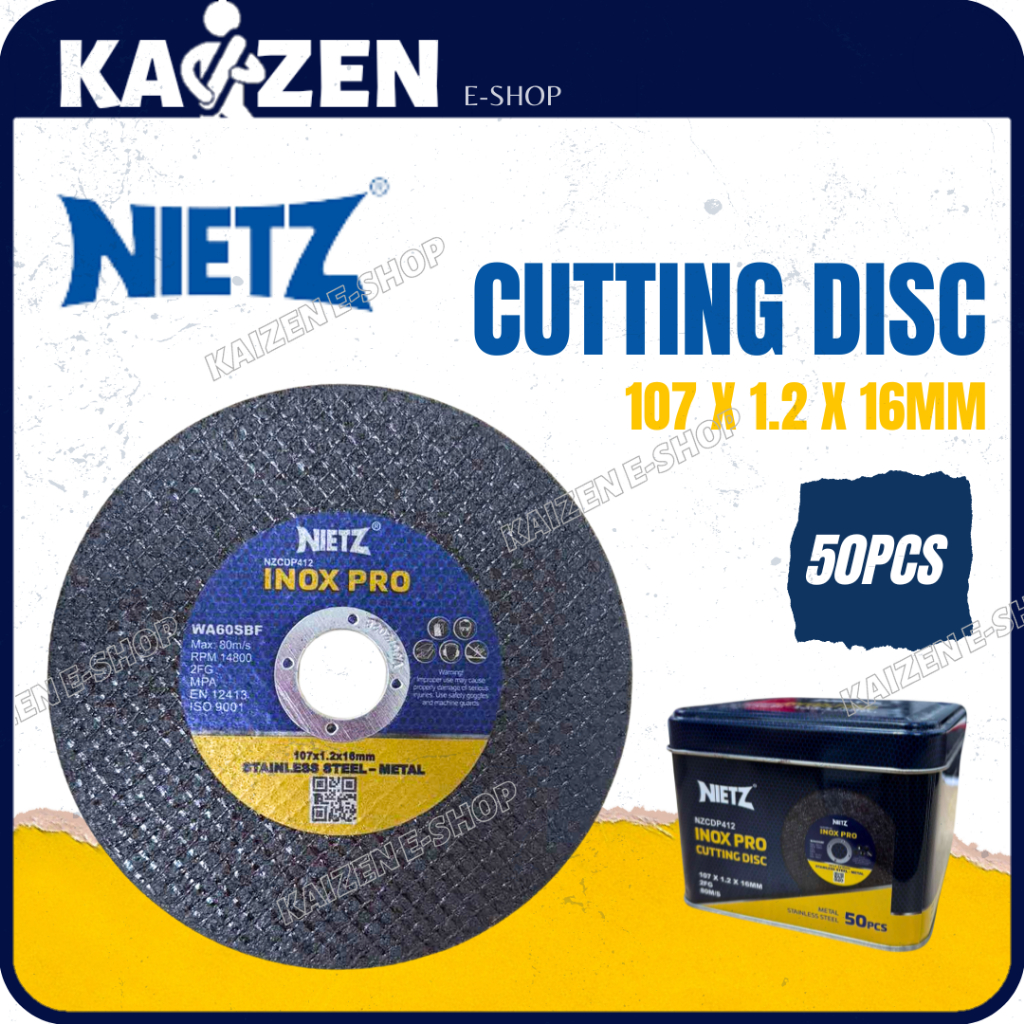 NIETZ INOX PRO Cutting Disc 107x1.2x16mm Metal / Stainless Steel 50PCS ...
