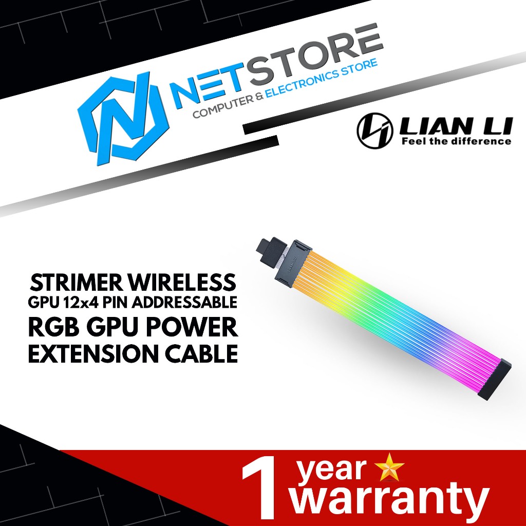 LIAN LI STRIMER WIRELESS 12+4pin ADDRESSABLE RGB GPU POWER EXTENSION ...