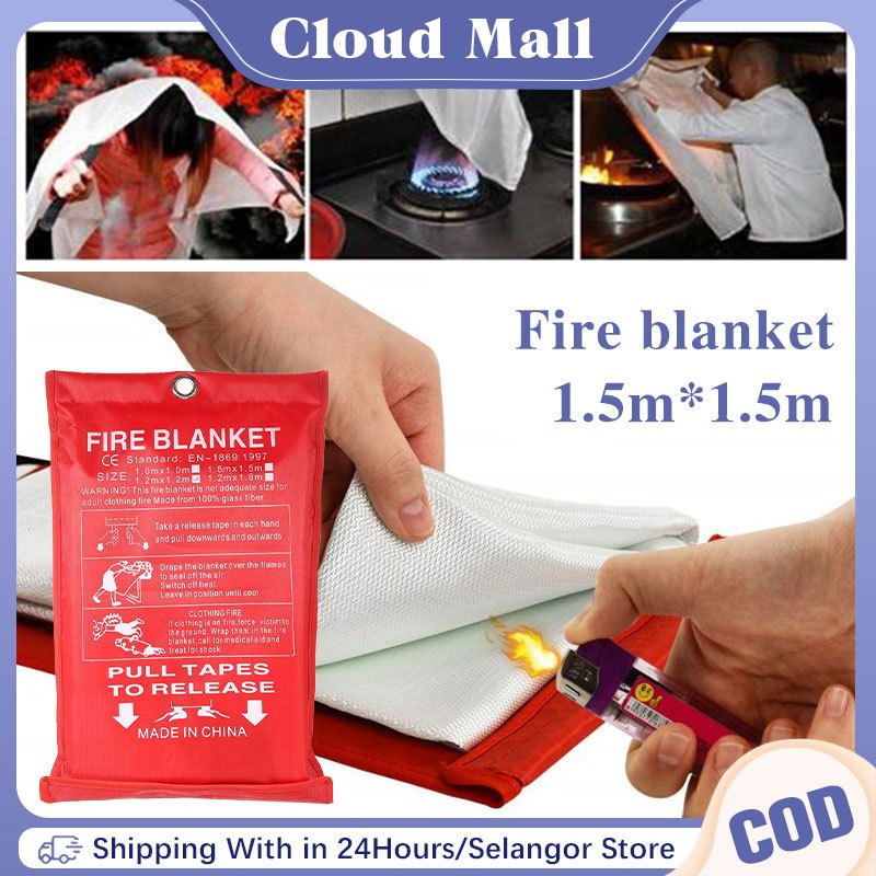 1.5M ×1.5M Fire Blanket Escape Emergency Fire Retardant Fire Safety ...