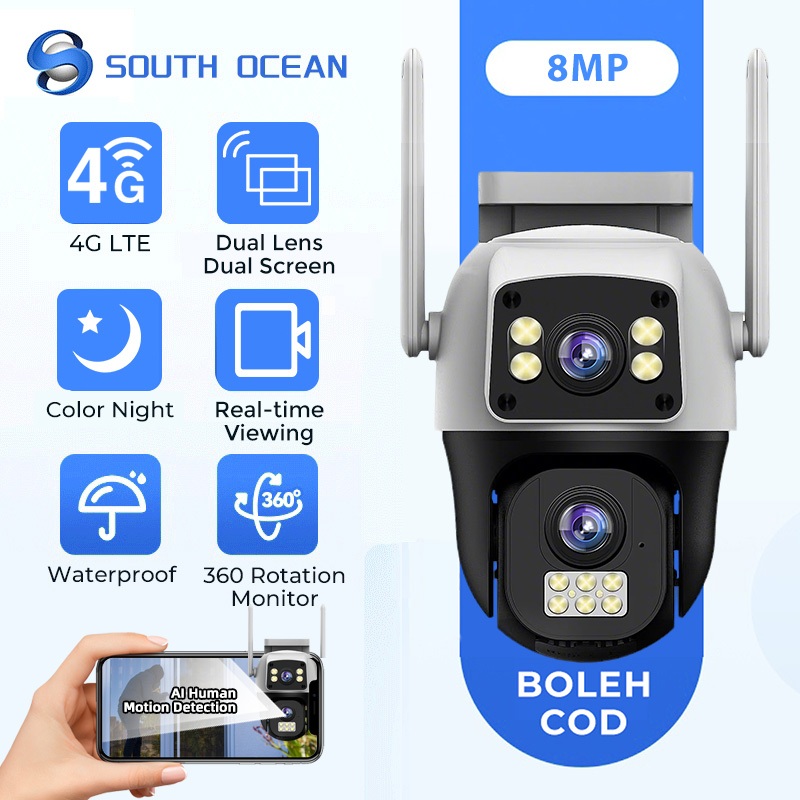 South Ocean 8MP Dual Lens Dual Screen CCTV Wireless WiFi Waterproof ...