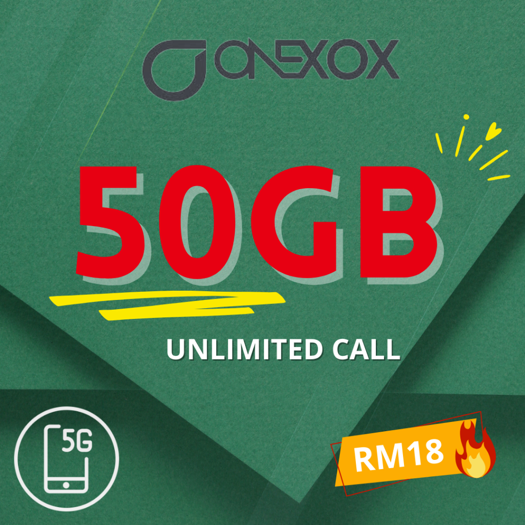 ONEXOX XOX 5G PREPAID SIMCARD - 50GB, UNLIMITED CALL, HOTSPOT - RM18 - 1X-18 | Shopee Malaysia