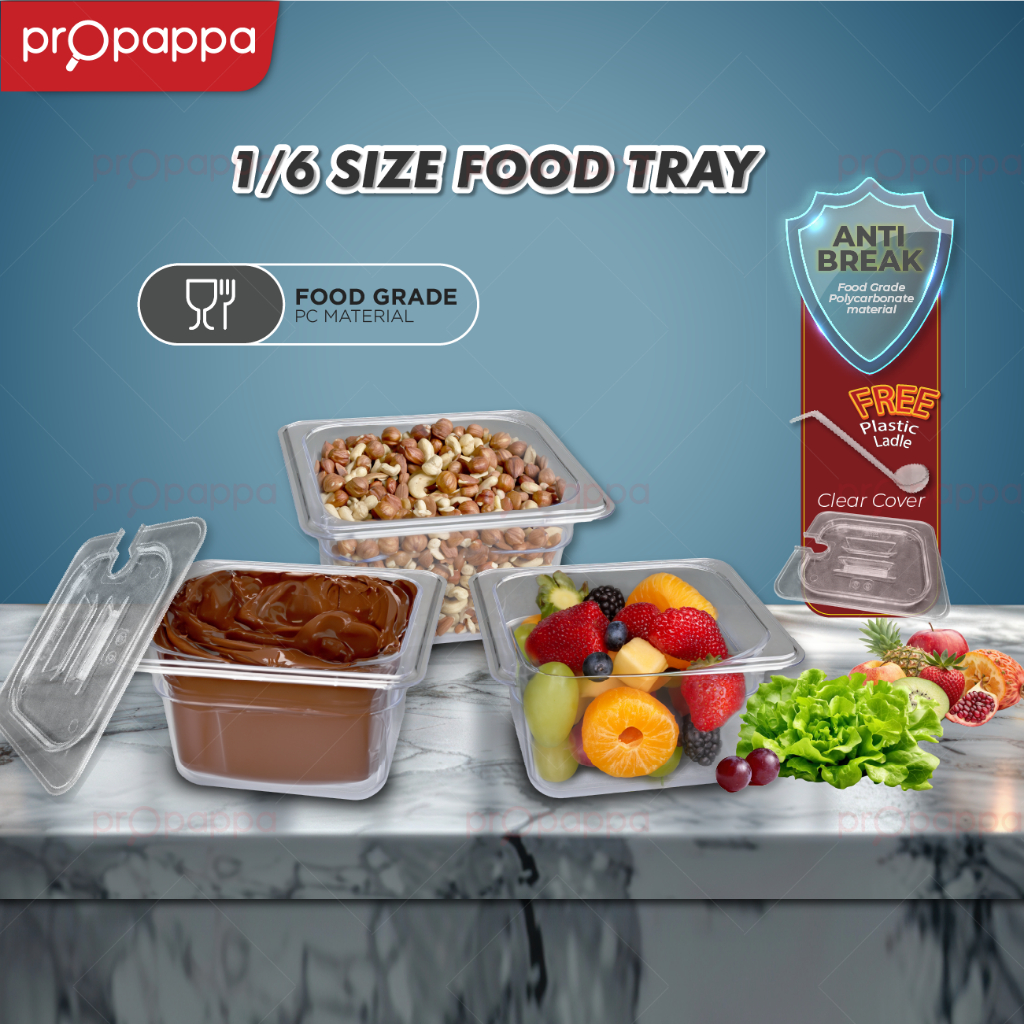 Propappa - Buffet Tray With Cover 1/6 Clear Polycarbonate (PC) Food ...