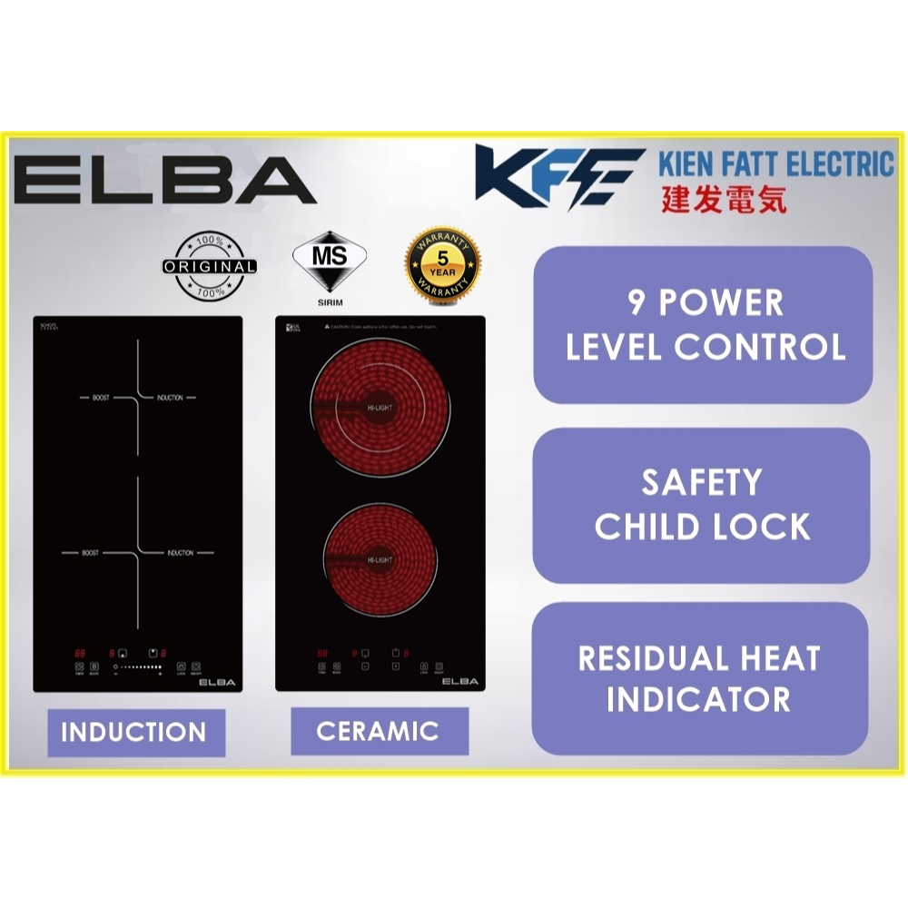 Elba Built-In Domino Ceramic Hob EDCHQ3022ST(BK) / Inducttion Hob ...