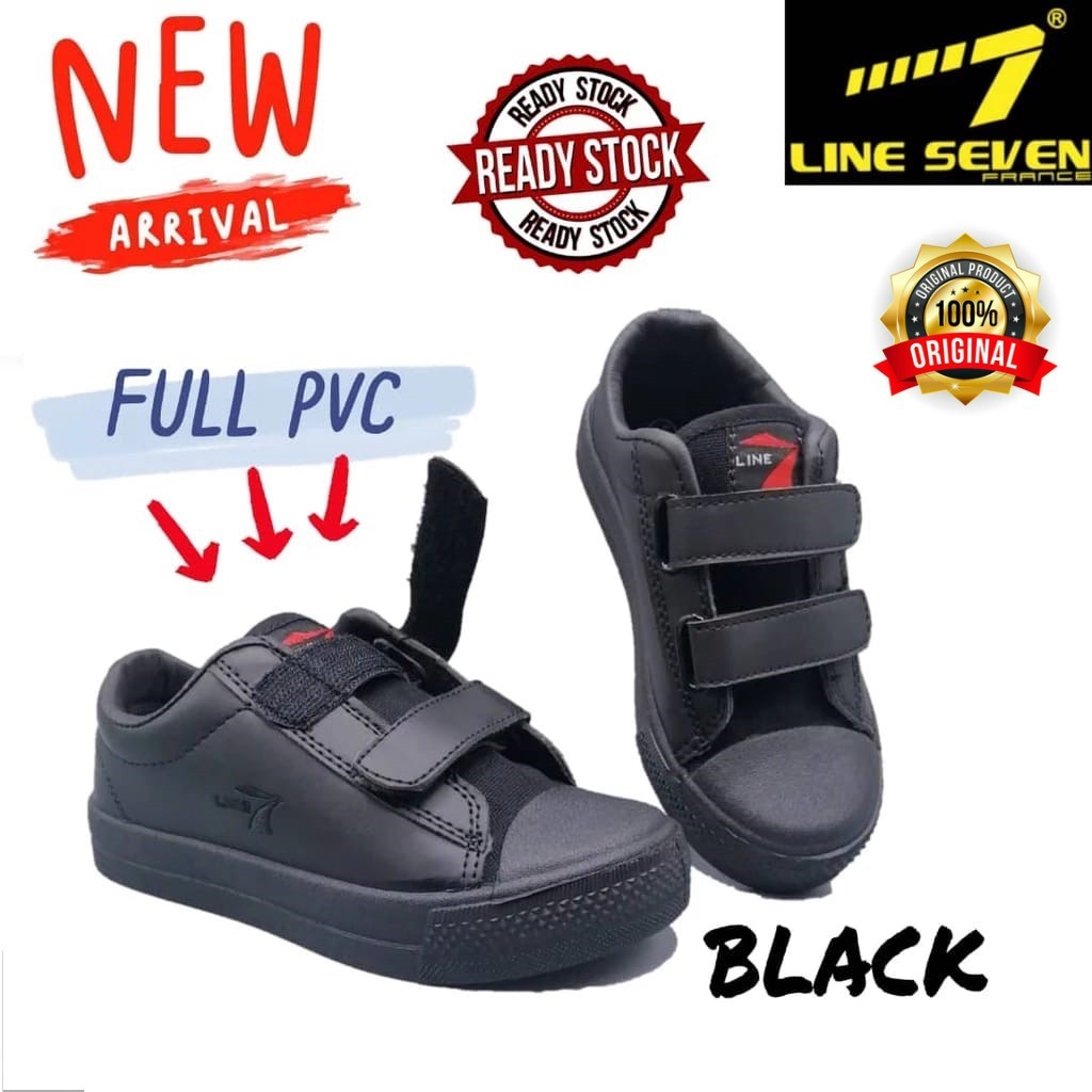 Line 7 Seven Primary School Shoe Black FULL PVC | Kasut Sekolah Rendah ...