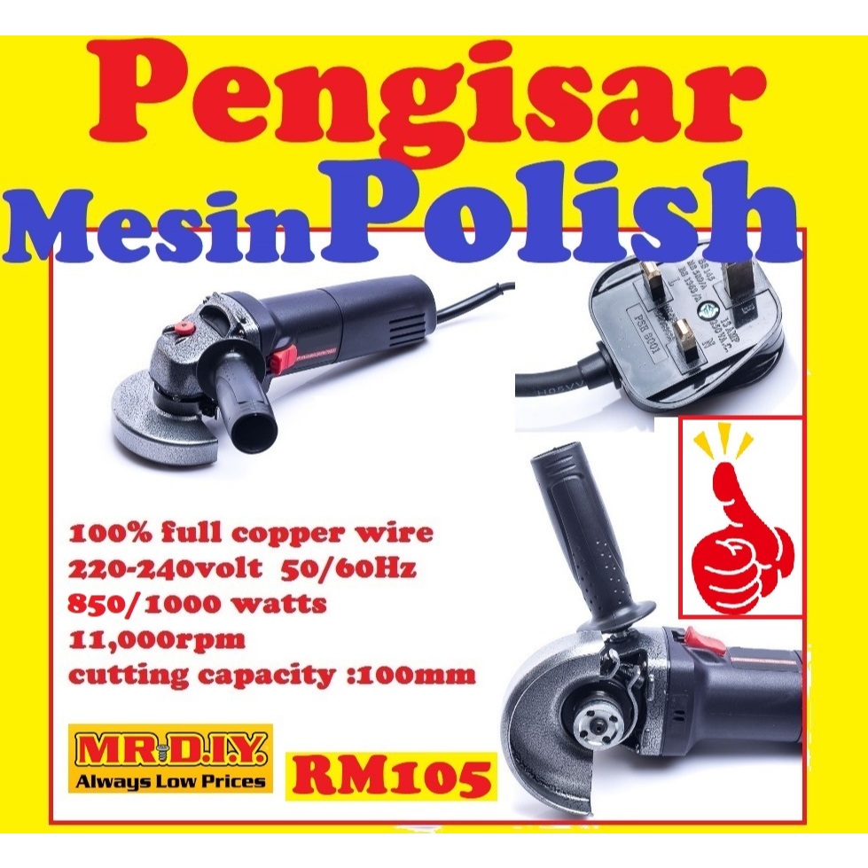 Mr DIY Angle Grinder Grinding Cutter Cutting Polisher Polishing Machine ...