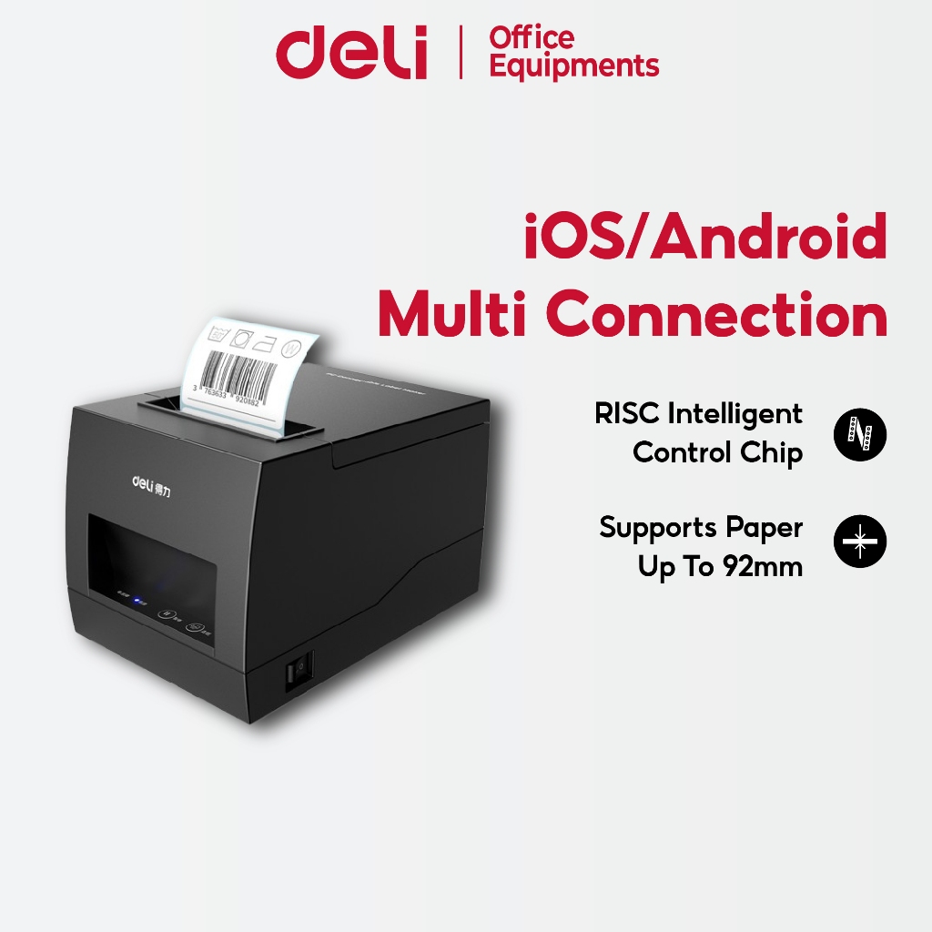 Deli USB Wireless Bluetooth Thermal Barcode Printer Multi Device Link ...