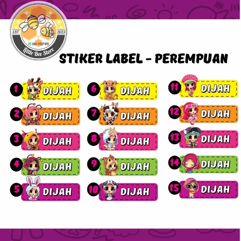 STICKER LABEL NAMA WITH DOODLE | Shopee Malaysia