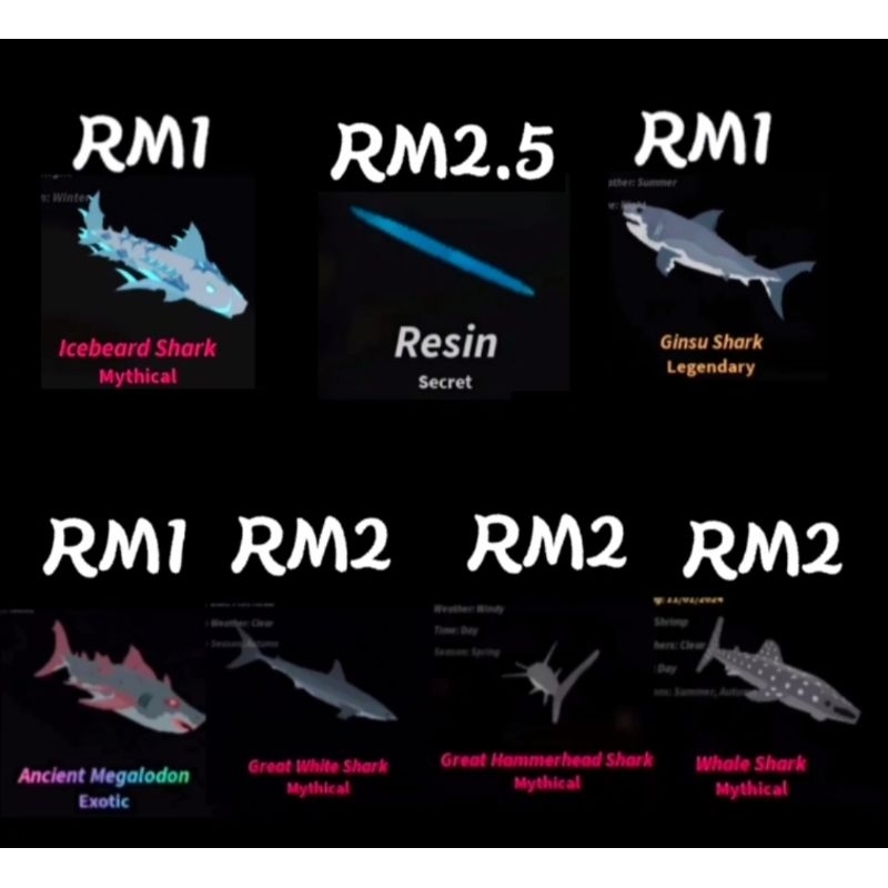Roblox Fisch 【Secret Resin】【Shark】【Kraken】 | Shopee Malaysia