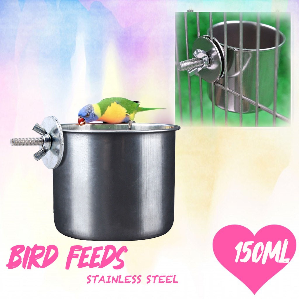CK Stainless Steel Bird Feed Cup / Parrot Feed Cup Feeder 150ML ...