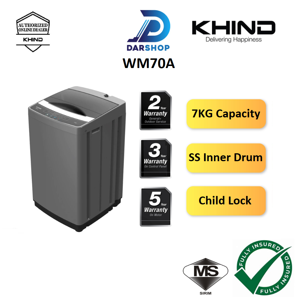 2025 Khind Washing Machine 7KG Top Load Washer Machine Mesin Basuh Auto ...