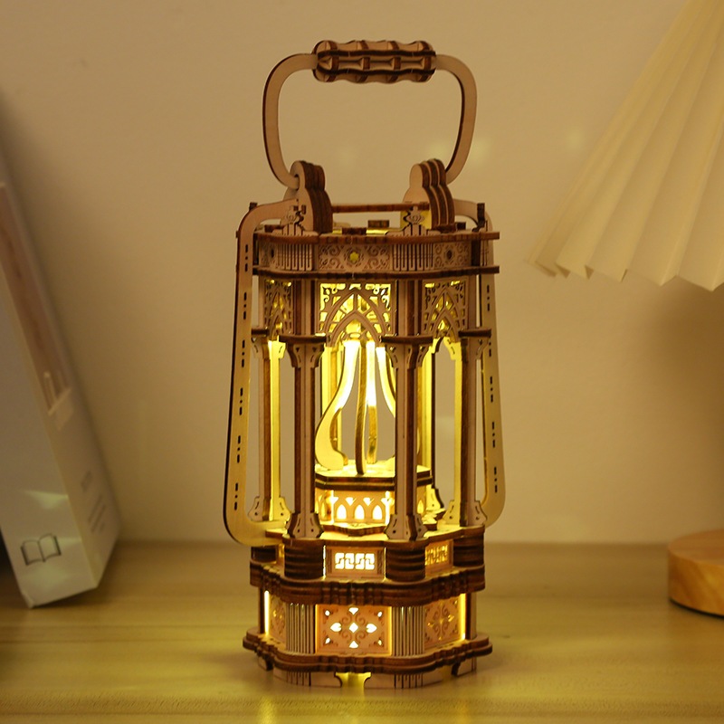 DIY Rotating Vintage LED Lantern LG907 3D Wooden Mechanical Puzzle ...