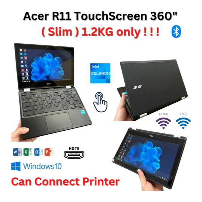 WINDOW 10 ACER R11 TOUCHSCREEN 2IN1 FLIP INTEL CELERON 4GB RAM 16/32GB ...