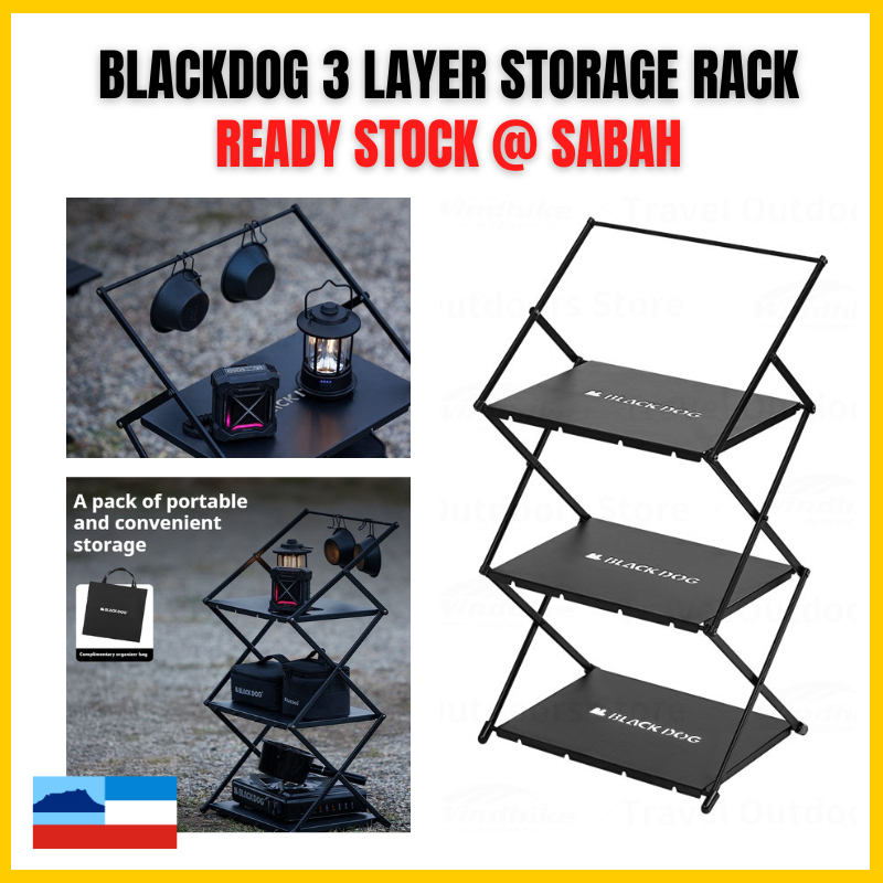 [SABAH] Blackdog Camping Outdoor Rack Shelves Portable 3-Layer Aluminum ...