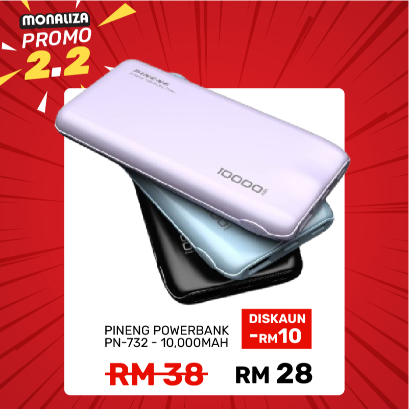 [ PROMOSI 2.2 ] Pineng Powerbank PN-732 - 10,000mAh | Shopee Malaysia