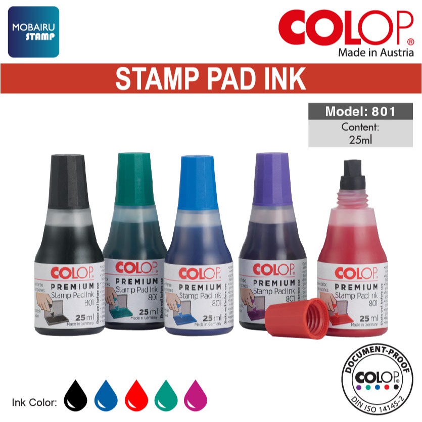 COLOP Stamp Pad Ink 25ml (Black, Blue, Red, Green & Purple) | Shopee ...