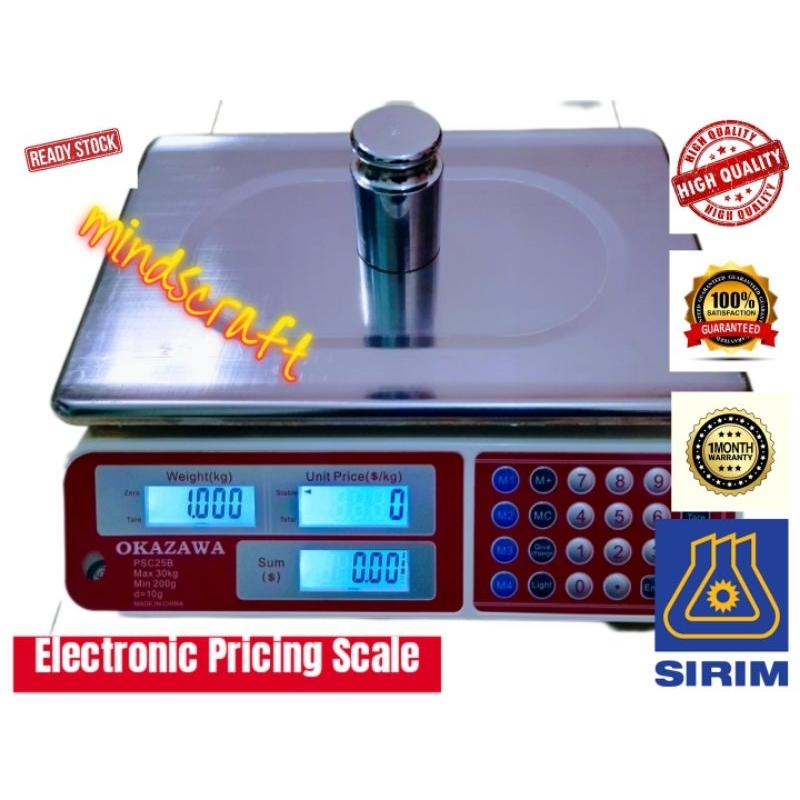 🔥HARGA JIMAT!!🔥[SIRIM APPROVED] TIMBANG 30KG DIGITAL PRICING SCALE ...