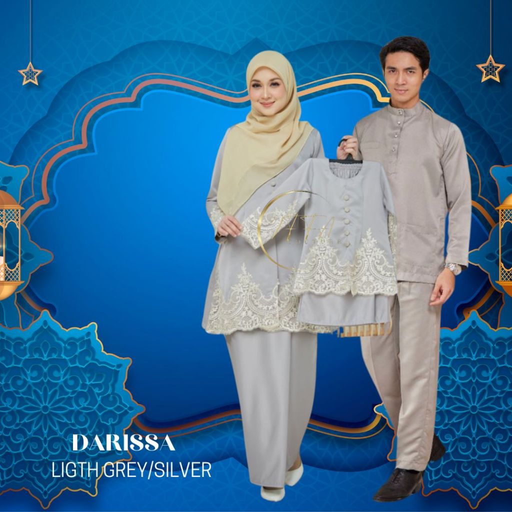 [SILVER] Sedondon Family Set Darissa kebaya moden lace sequin ibu ayah ...