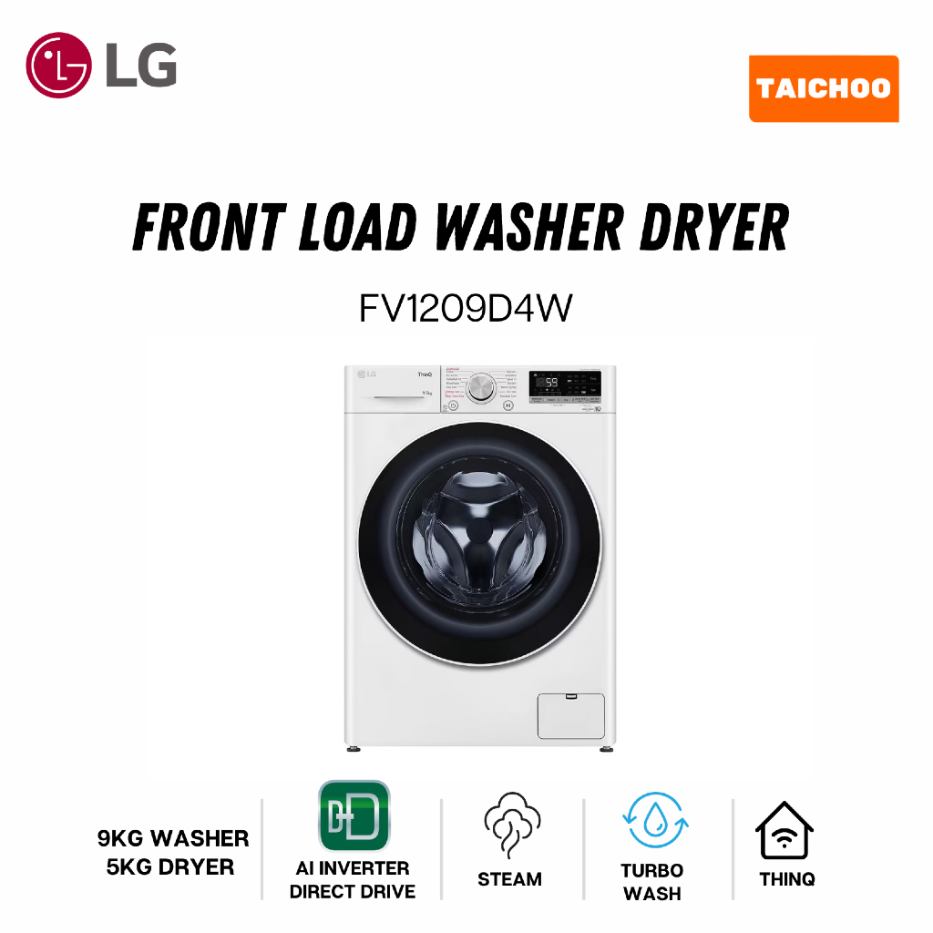 LG Front Load Washer Dryer with AI Inverter Direct Drive 9/5KG ...