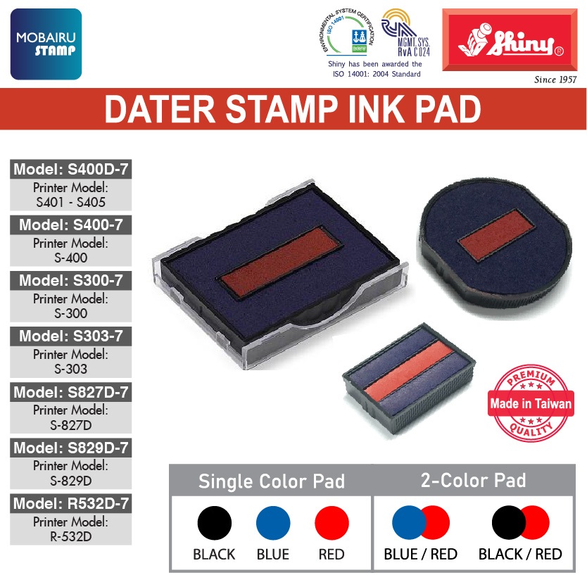 SHINY Ink Pad/Cartridges Refill for Dater Self Inking Stamps - 1 Color ...