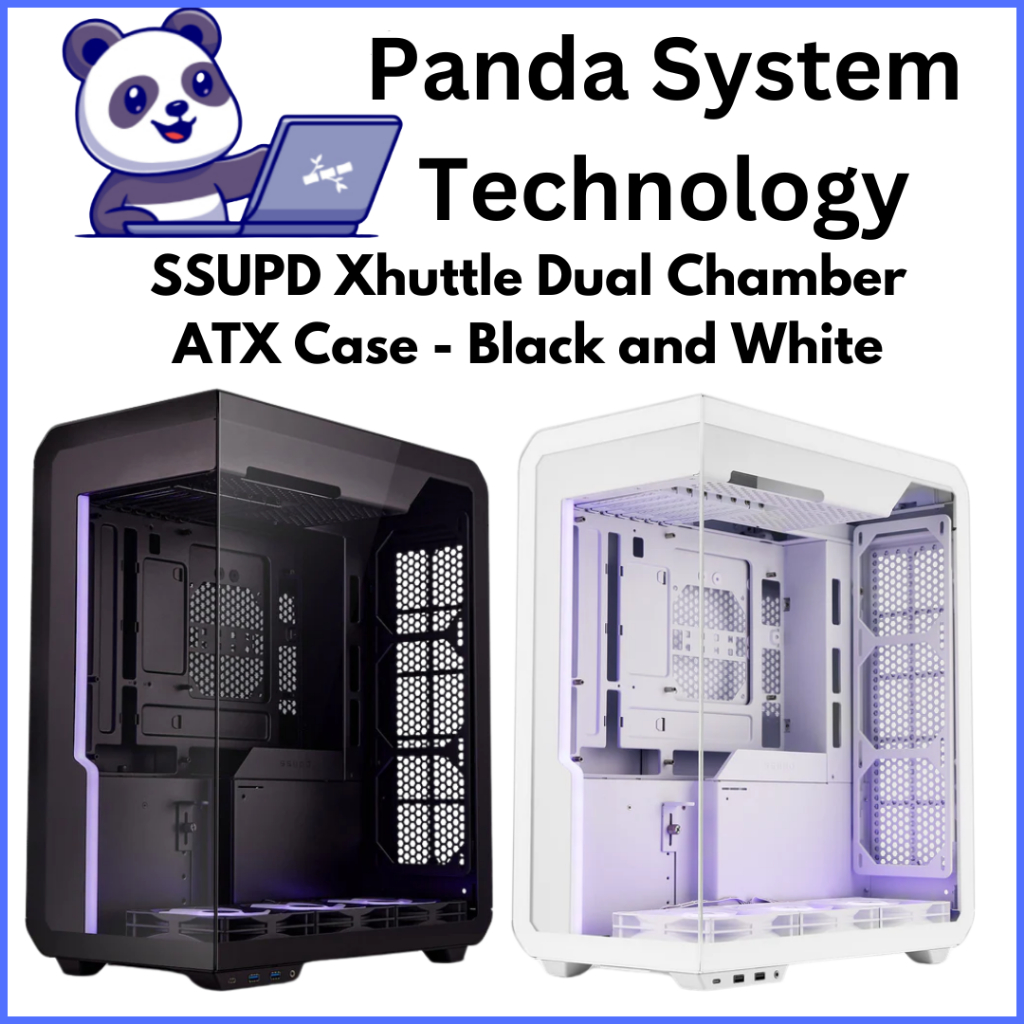 SSUPD Xhuttle Dual Chamber ATX Case - Black/White aesthetic tempered ...