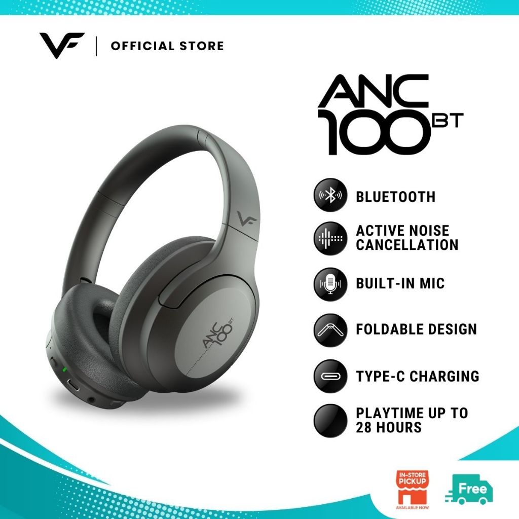 Vinnfier VF ANC 100 BT Noise Cancelling High Performance Bluetooth ...