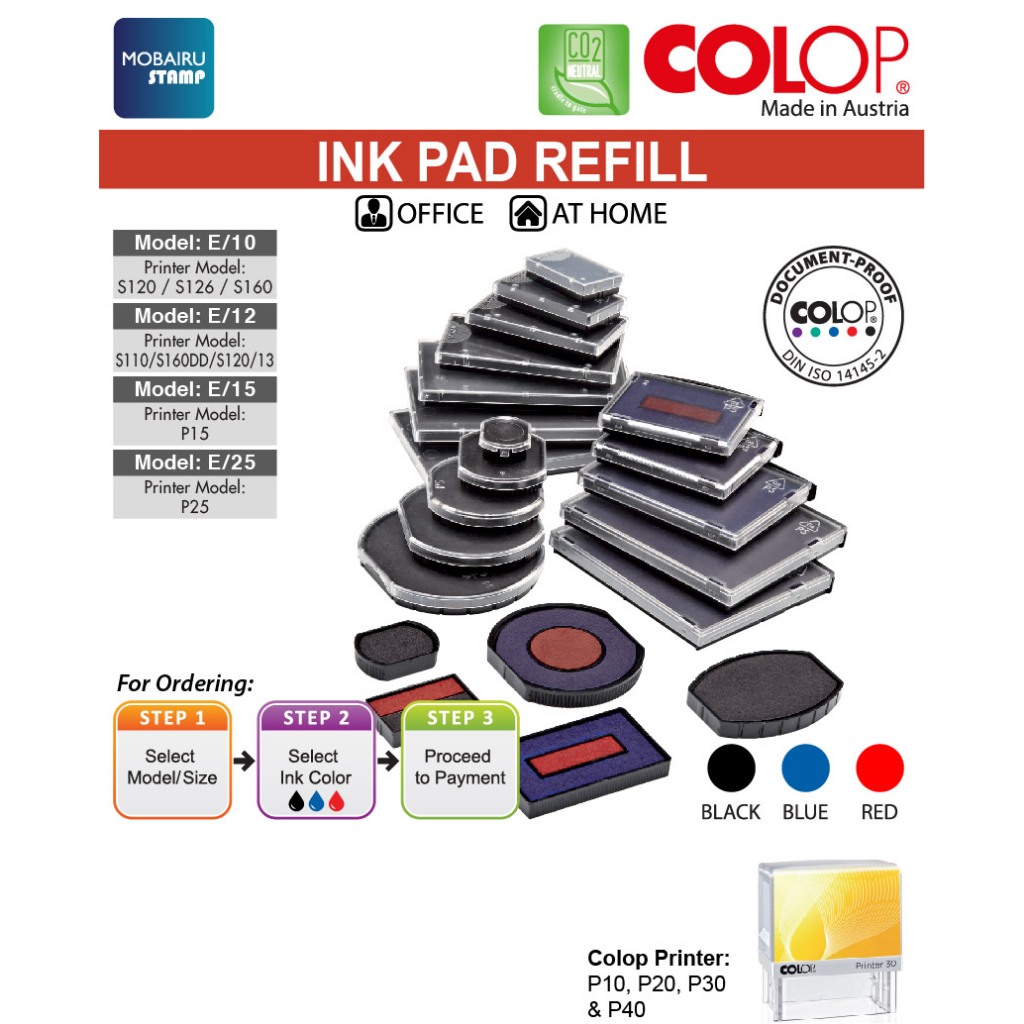 COLOP Ink Pad/Cartridges Refill for Self Inking Stamps - Variety Model ...