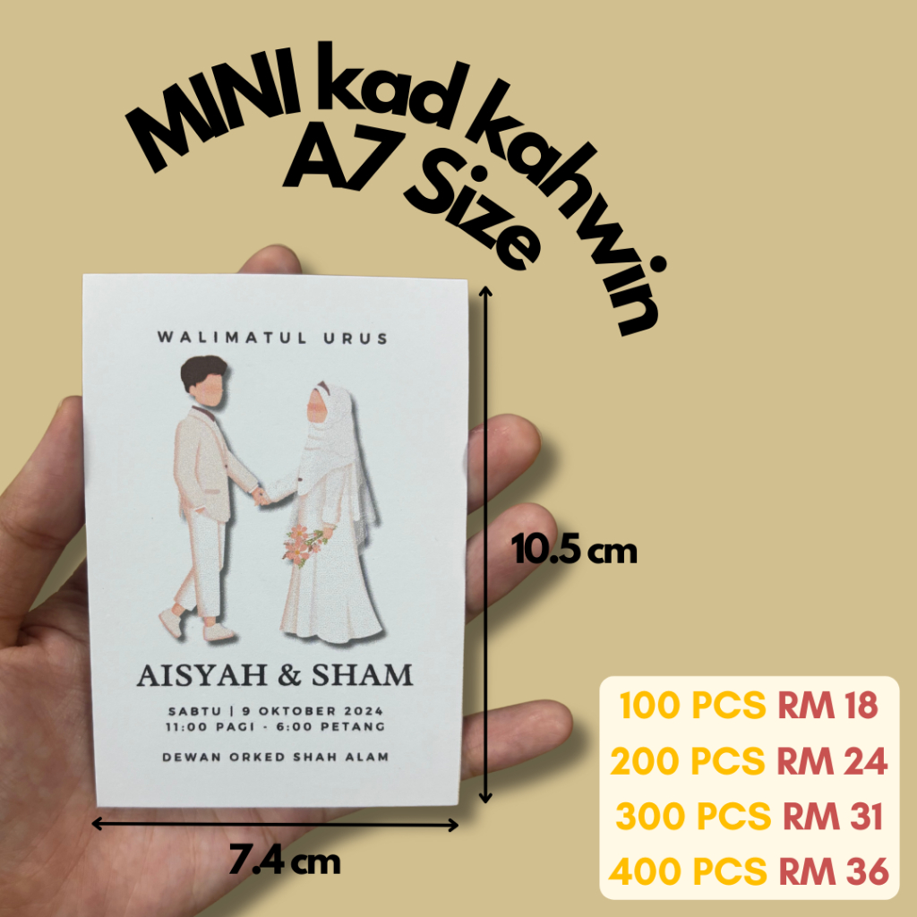 MINI KAD KAHWIN SIMPLE/MINIMALIST | A7 IVORYCARD 230 GSM | Shopee Malaysia