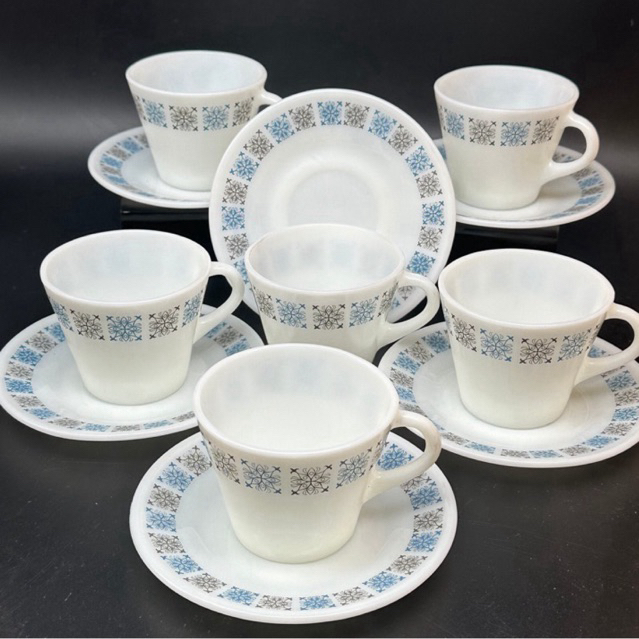 Vintage JAJ Pyrex Chelsea cup & saucer (6 pairs) | Shopee Malaysia