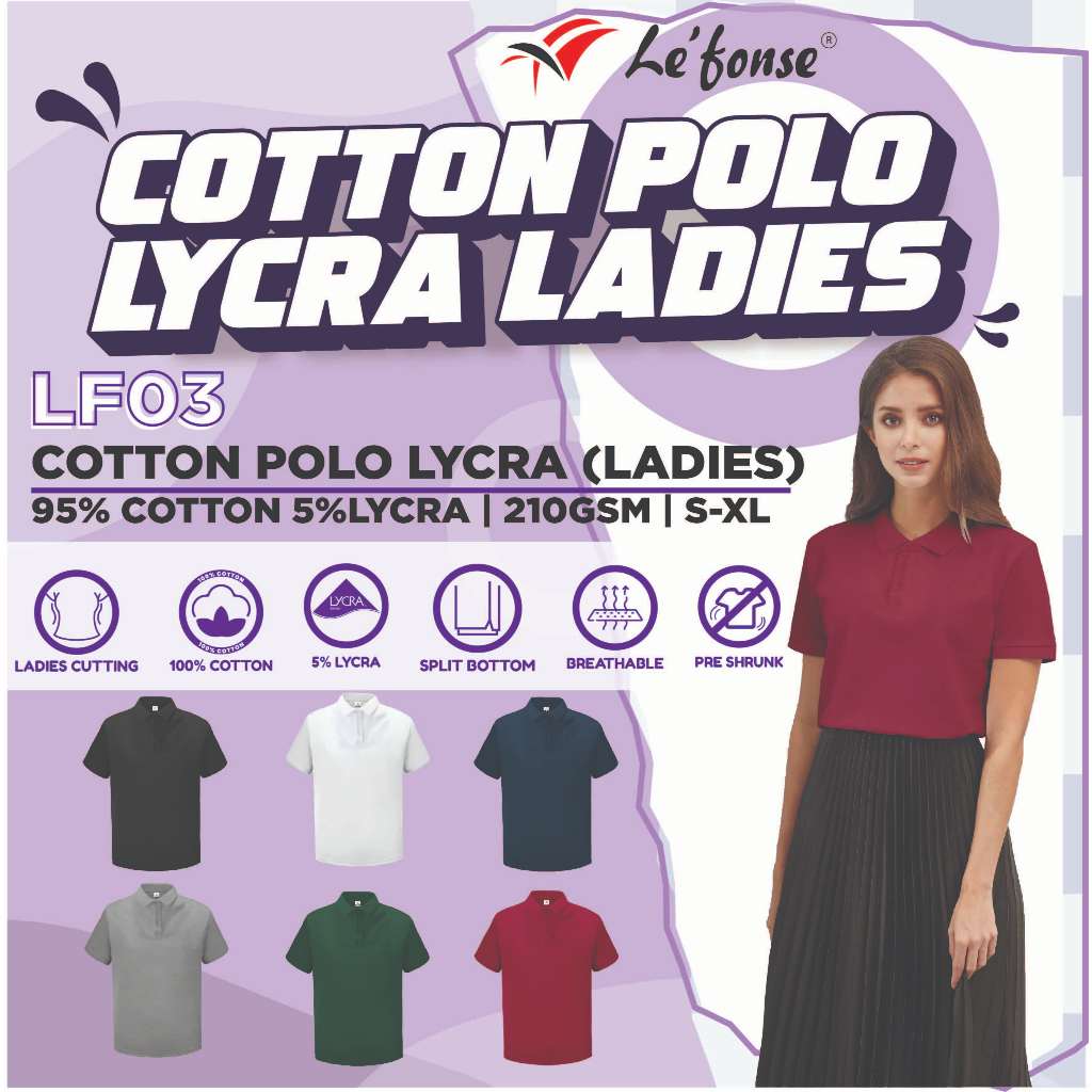Lefonse PREMIUM Cotton Lycra Polo Shirt Grand Polo Series Female ...