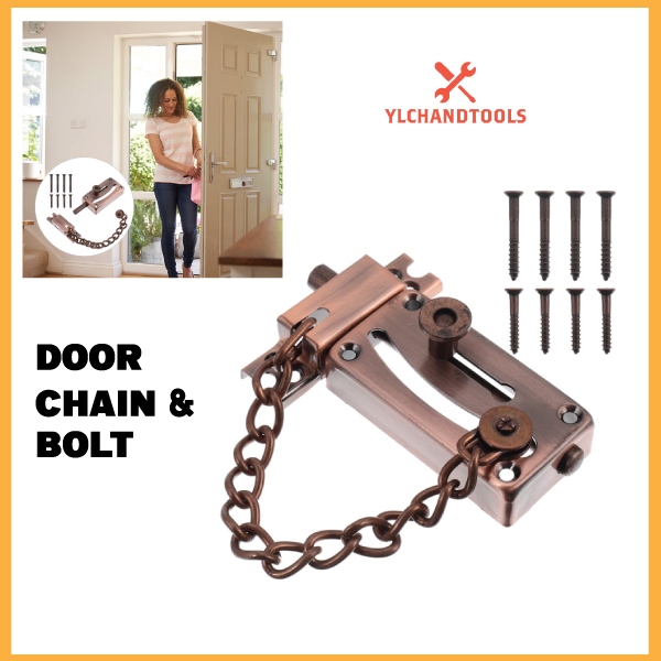 Heavy Duty Door Bolt Chain / Door Latch / Door Chain & Bolt Lock (ANTIQUE COPPER) Selak Pintu ...