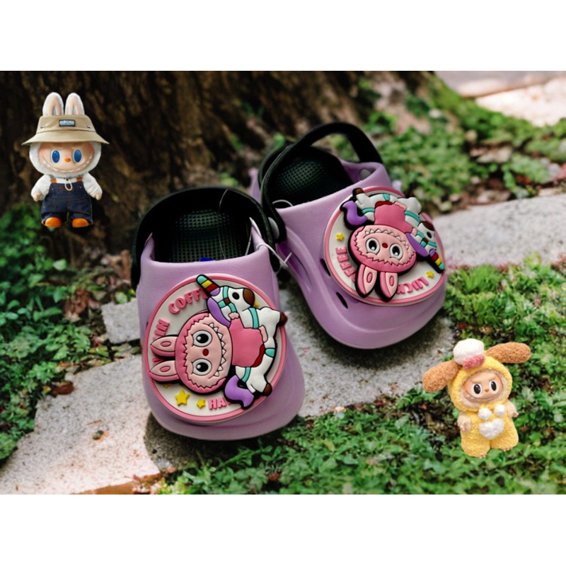 Cross sticker labubu sandals for boys and girls with 360 rotating cross ...