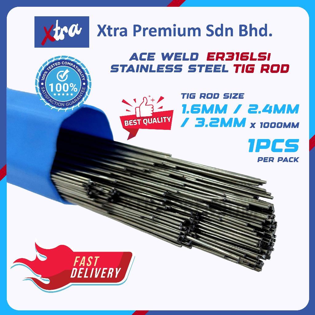 ACE WELD ER316LSi STAINLESS STEEL TIG ROD - 1.6MM/2.4MM/3.2MM (1 PCS ...