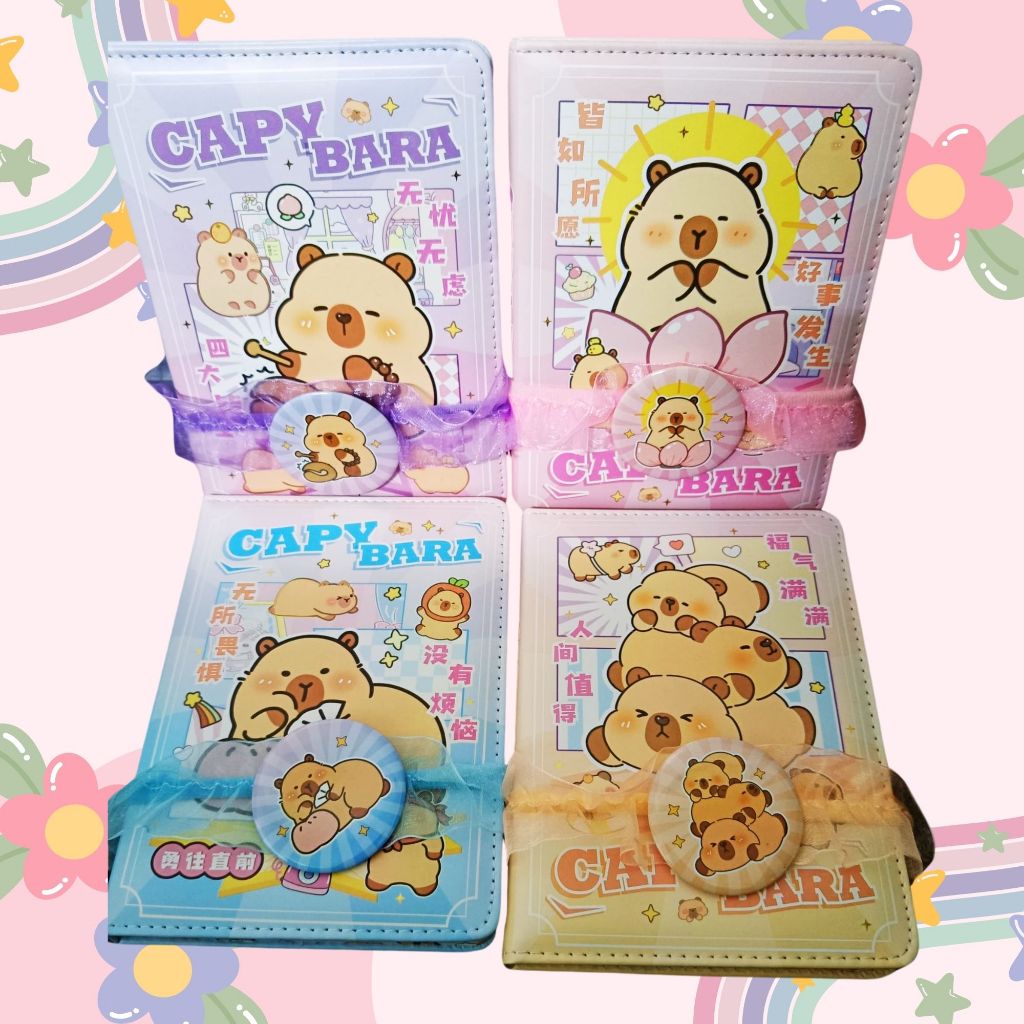 Capybara Cute PU 36K Handbook Notebook Small Size With Badge For Take ...