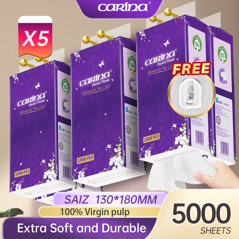 [5 Packs] Carina Wall Hanging Tissue 4-Ply 1000 sheets soft deluxe ...