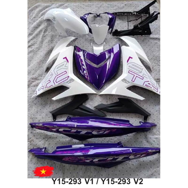 🇻🇳EXCITER HLY YAMAHA Y15ZR V1/V2 COVER SET PURPLE-WHITE（SIAP TANAM）💜 | Shopee Malaysia