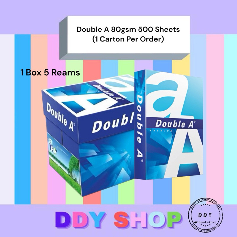 【A4 Paper 1 Box】Double A Premium 80gsm A4 Paper 5 x 500 sheets (Only ...