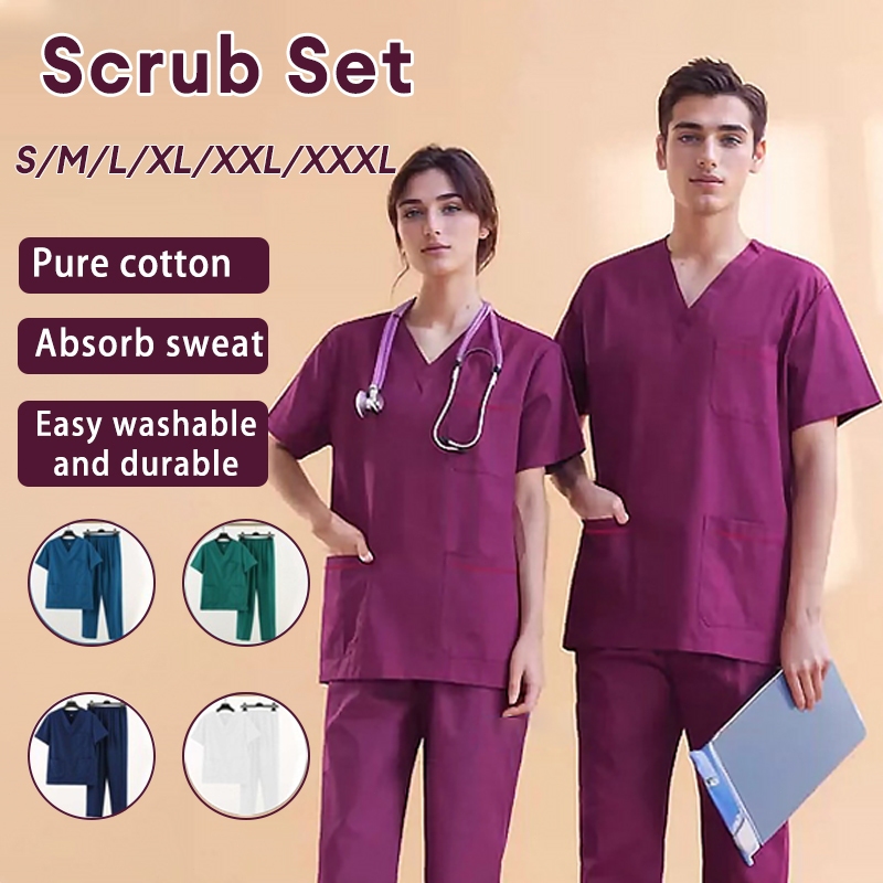 【Ready Stock】Doctor‘s Scrub Medical Scrub Suit Baju Scrub Nurse TOP ...