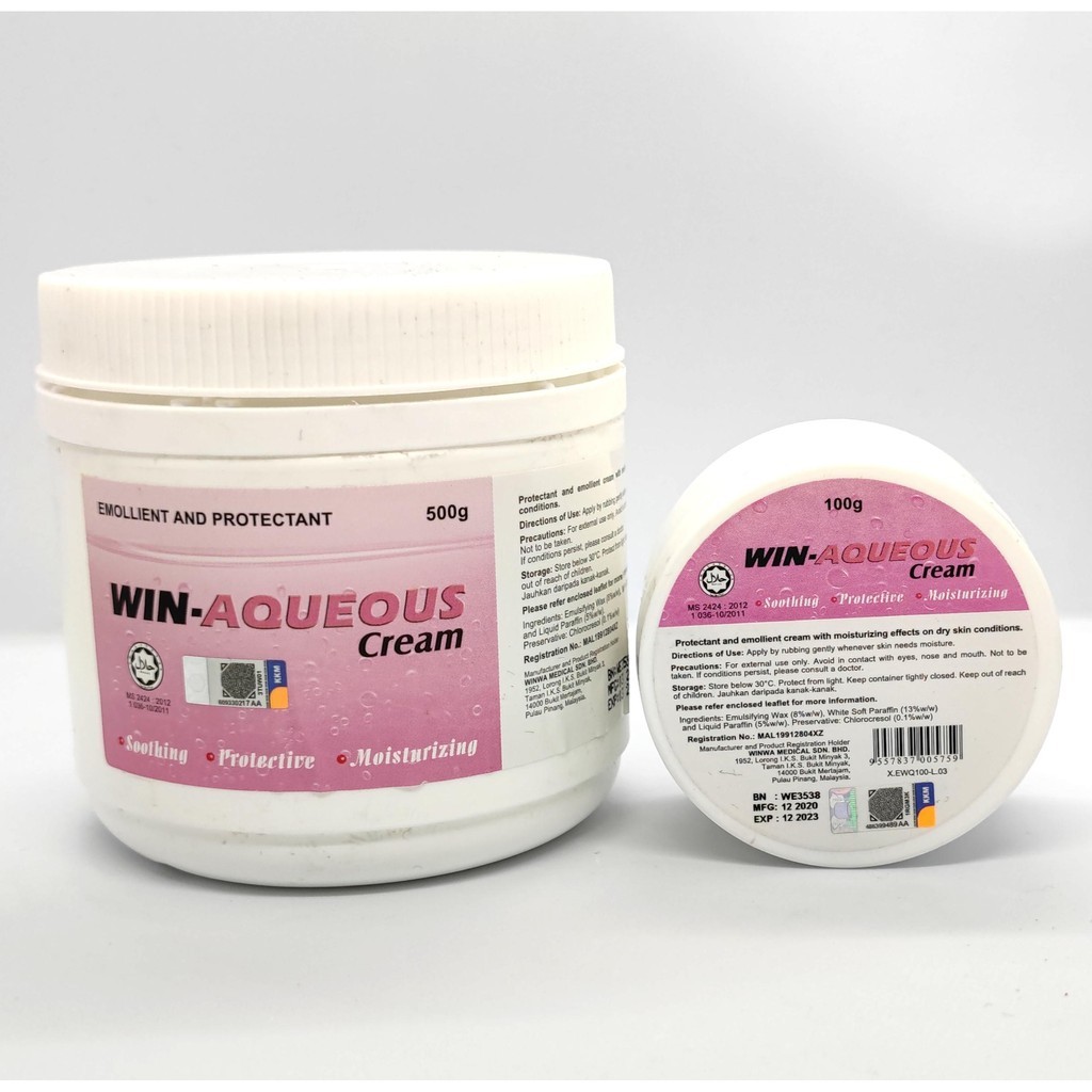 WIN-AQUEOUS Cream 100g 500g Soothing Moisturising Protective Eczema ...