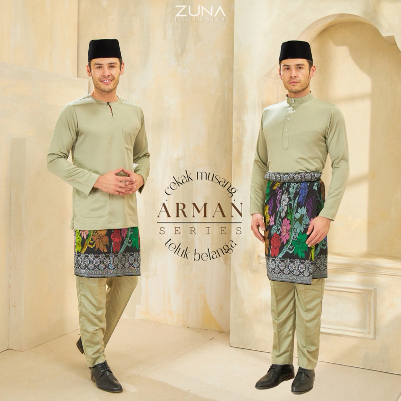 SAGE GREEN | Baju Melayu Arman series (Cekak Musang & Teluk Belanga) by Zuna Exclusive edisi ...