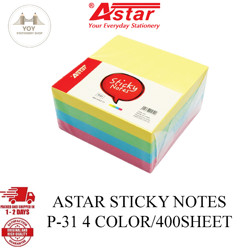 ASTAR STICKY NOTES P-31 4 COLOR/400SHEET (READY STOCK / 100% ORIGINAL ...